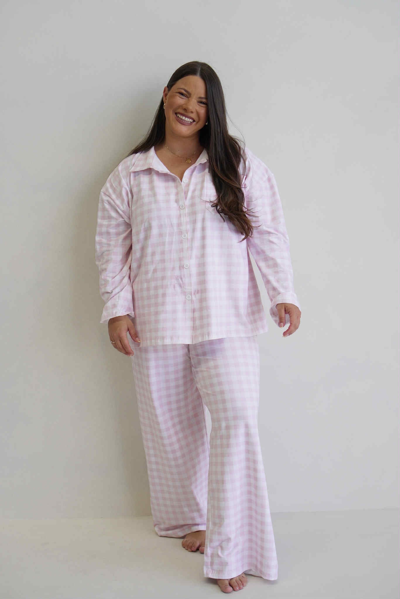 Pink Gingham Adult Pyjamas – En. The Label